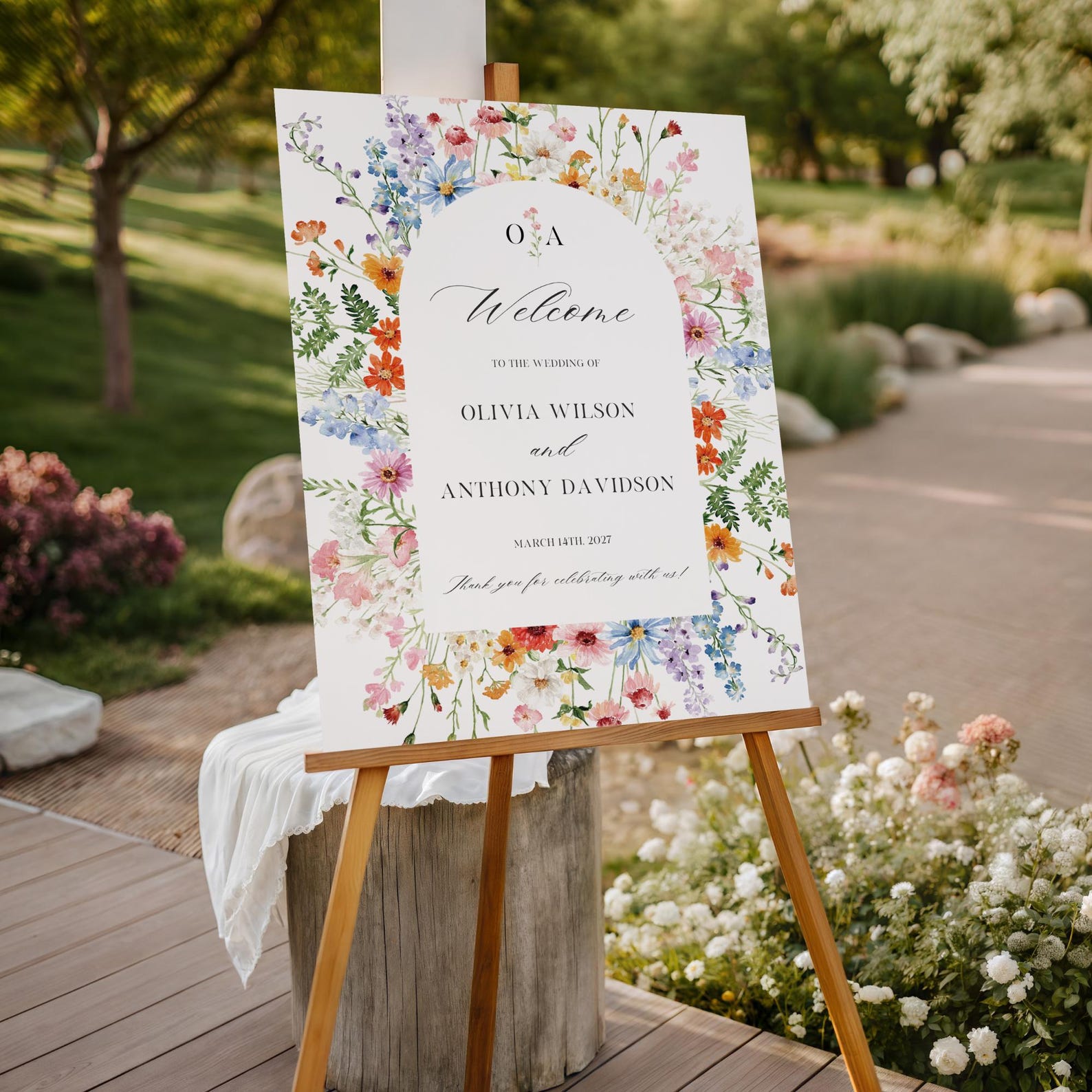 Editable Wildflower Wedding Welcome Sign, Wildflower Welcome Wedding ...