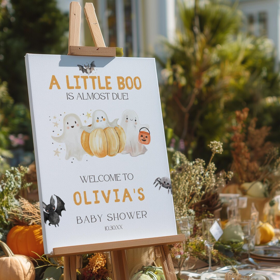 A Little Boo is Almost Due Baby Shower Welcome Sign, Halloween Baby ...