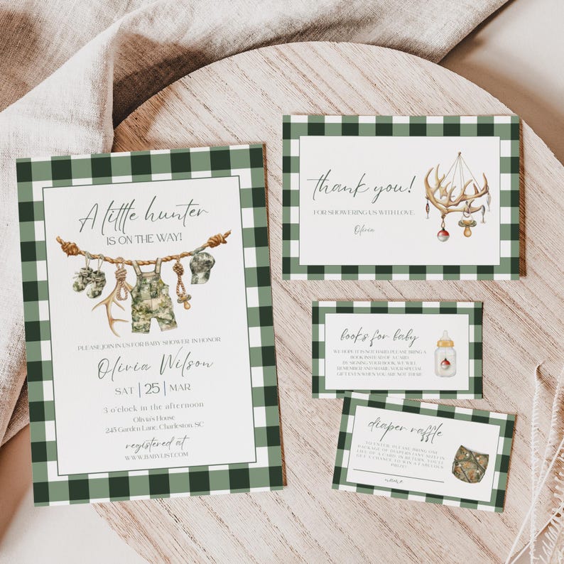 Editable A Little Hunter Baby Shower Bundle, Hunting Baby Shower Invite ...