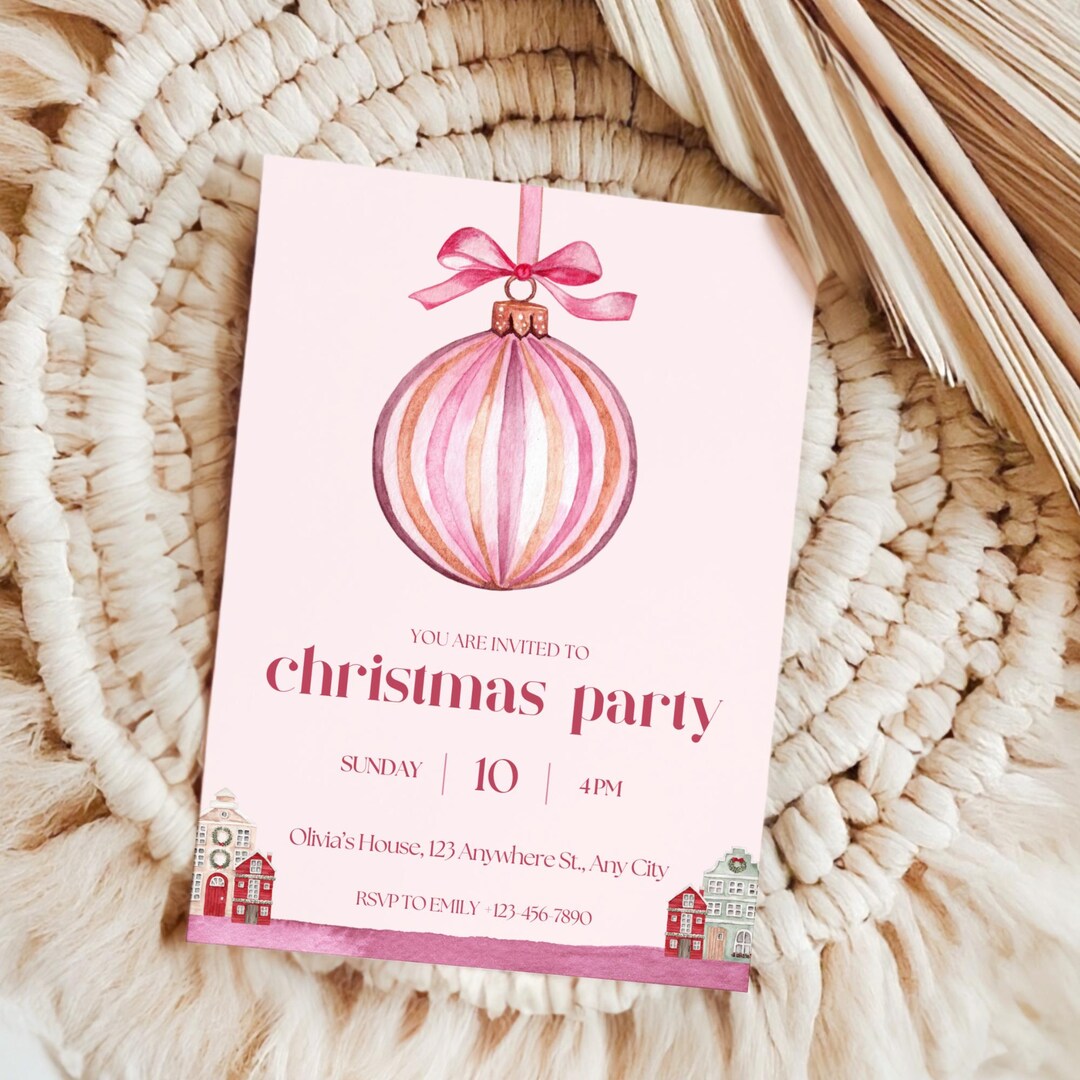 Editable Christmas Ornament Invitation Template, Holiday Hosting Invite ...