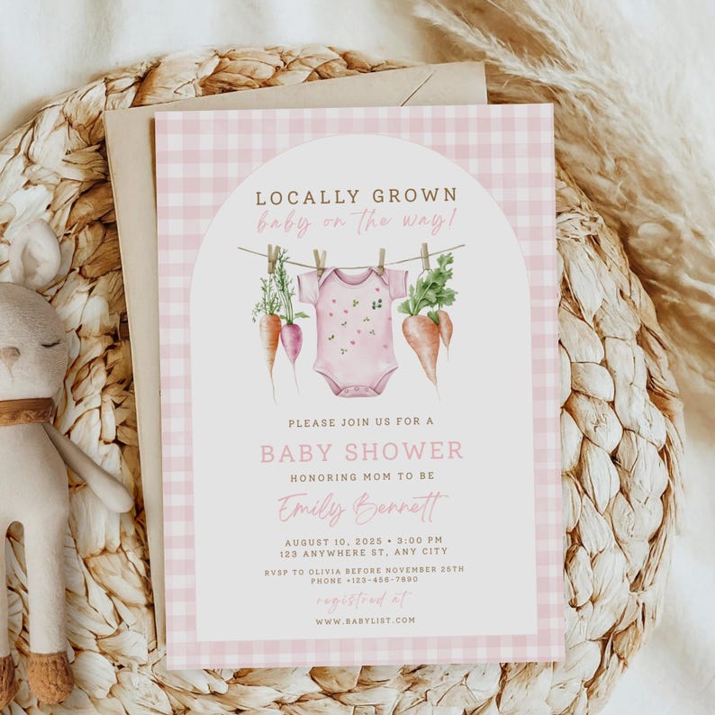 Locally Grown Baby Shower Invitation Template, Farmers Market Baby ...
