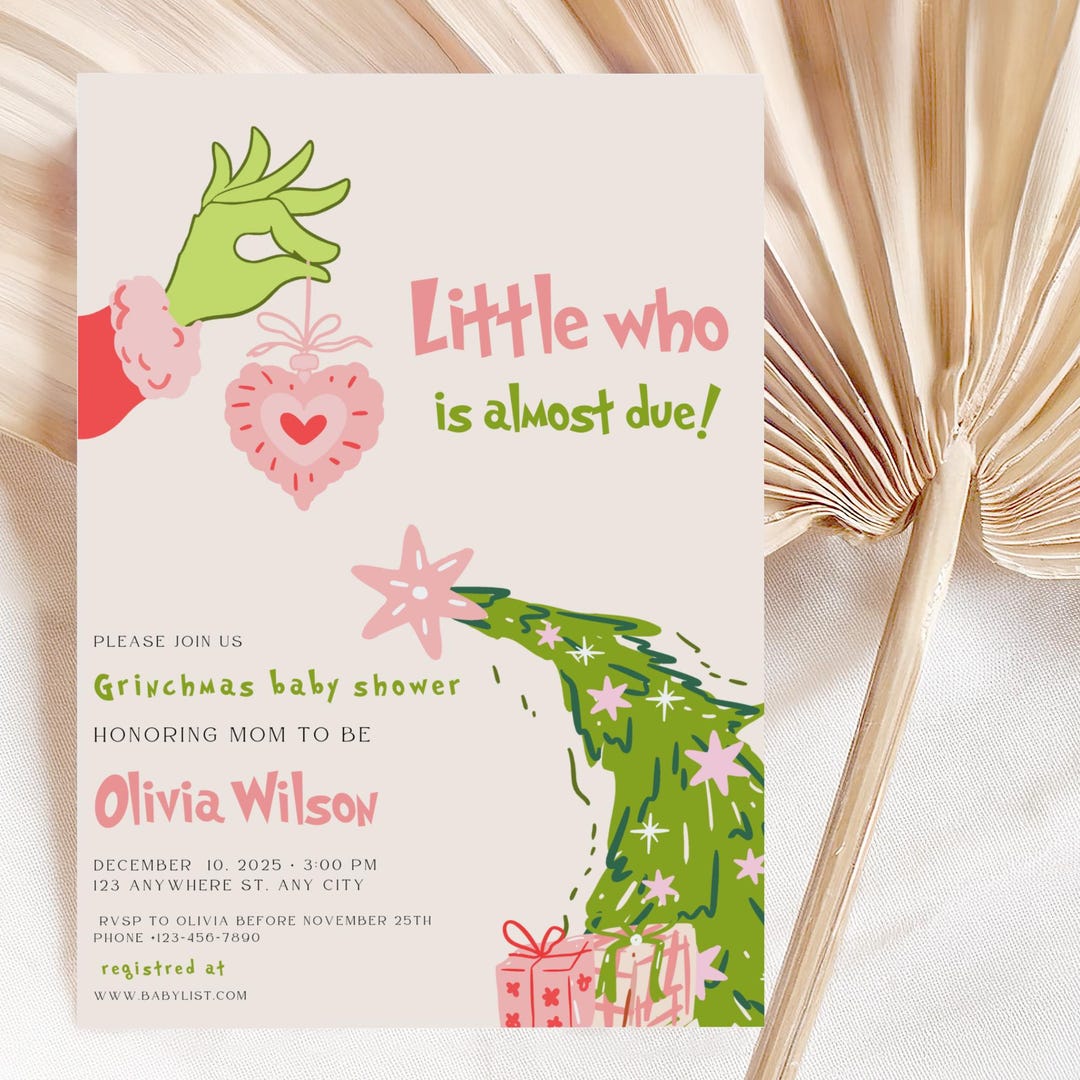 A Little Who is Almost Due Baby Shower Invitation, Christmas Baby ...