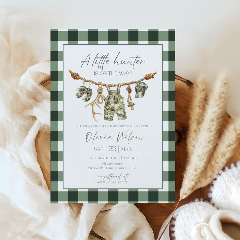 Editable A Little Hunter Baby Shower Bundle, Hunting Baby Shower Invite ...