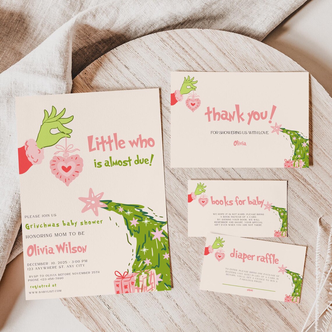 A Little Who is Almost Due Baby Shower Invitation, Christmas Baby ...