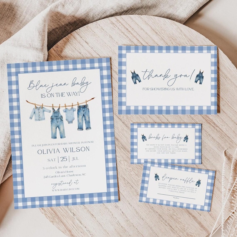 Blue Jean Baby Shower Invitation, Denim Baby Shower Invite, Blue Jean ...