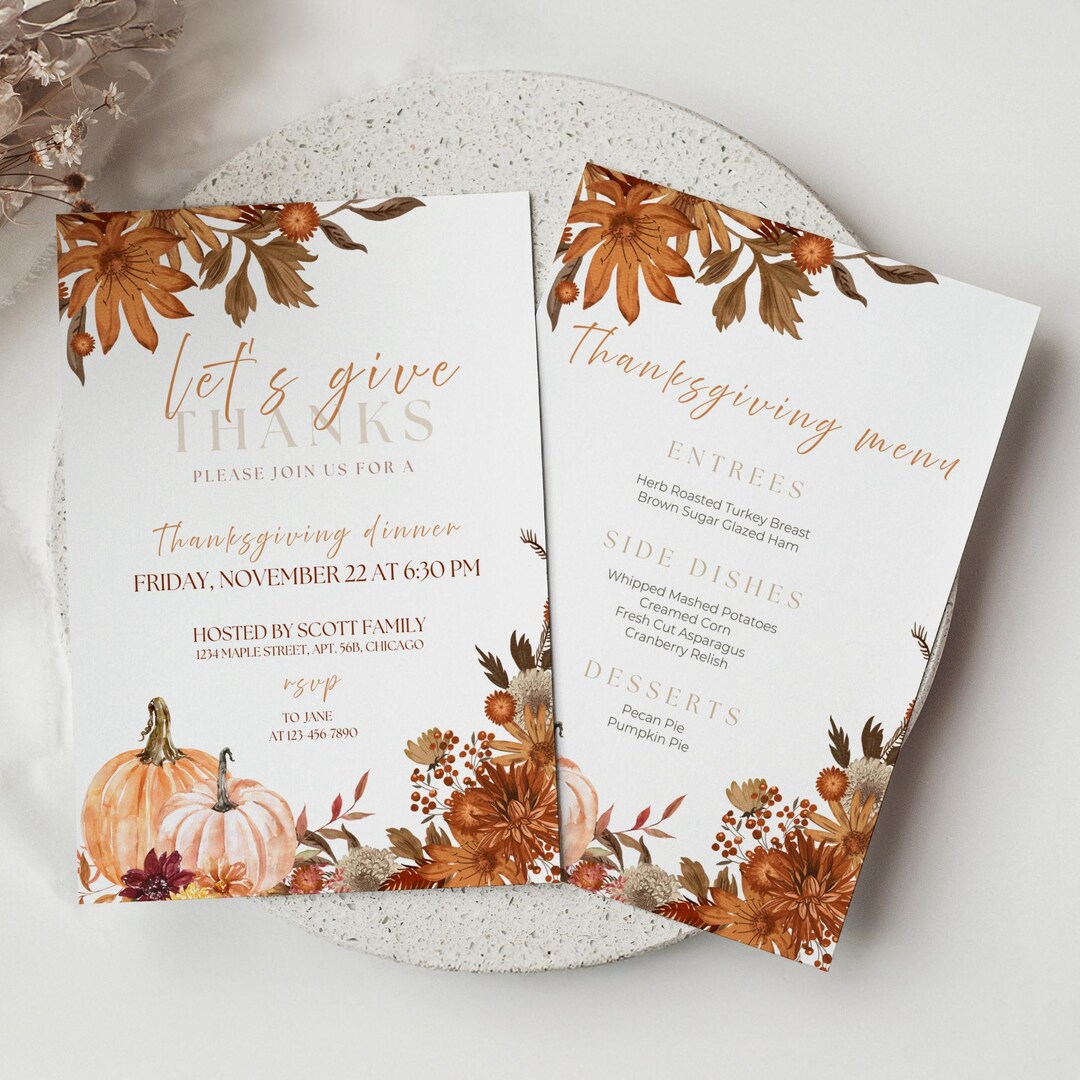 Editable Thanksgiving Dinner Invitation Template , Printable ...