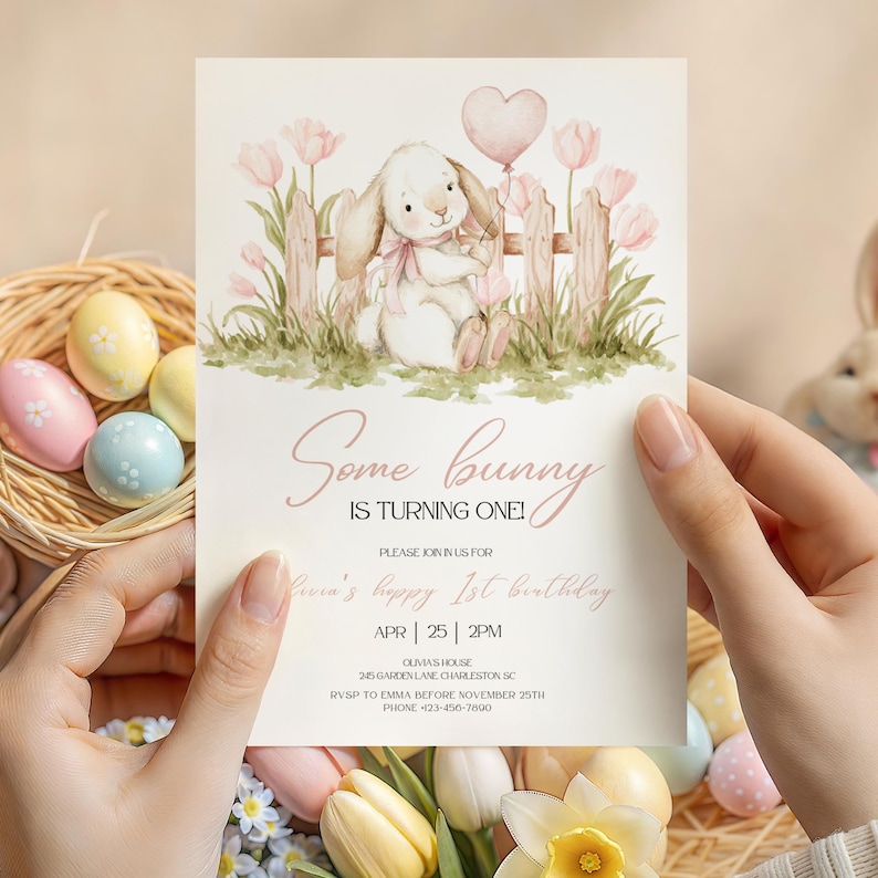 Editable Some Bunny is One Birthday Welcome Sign, Bunny First Birthday ...