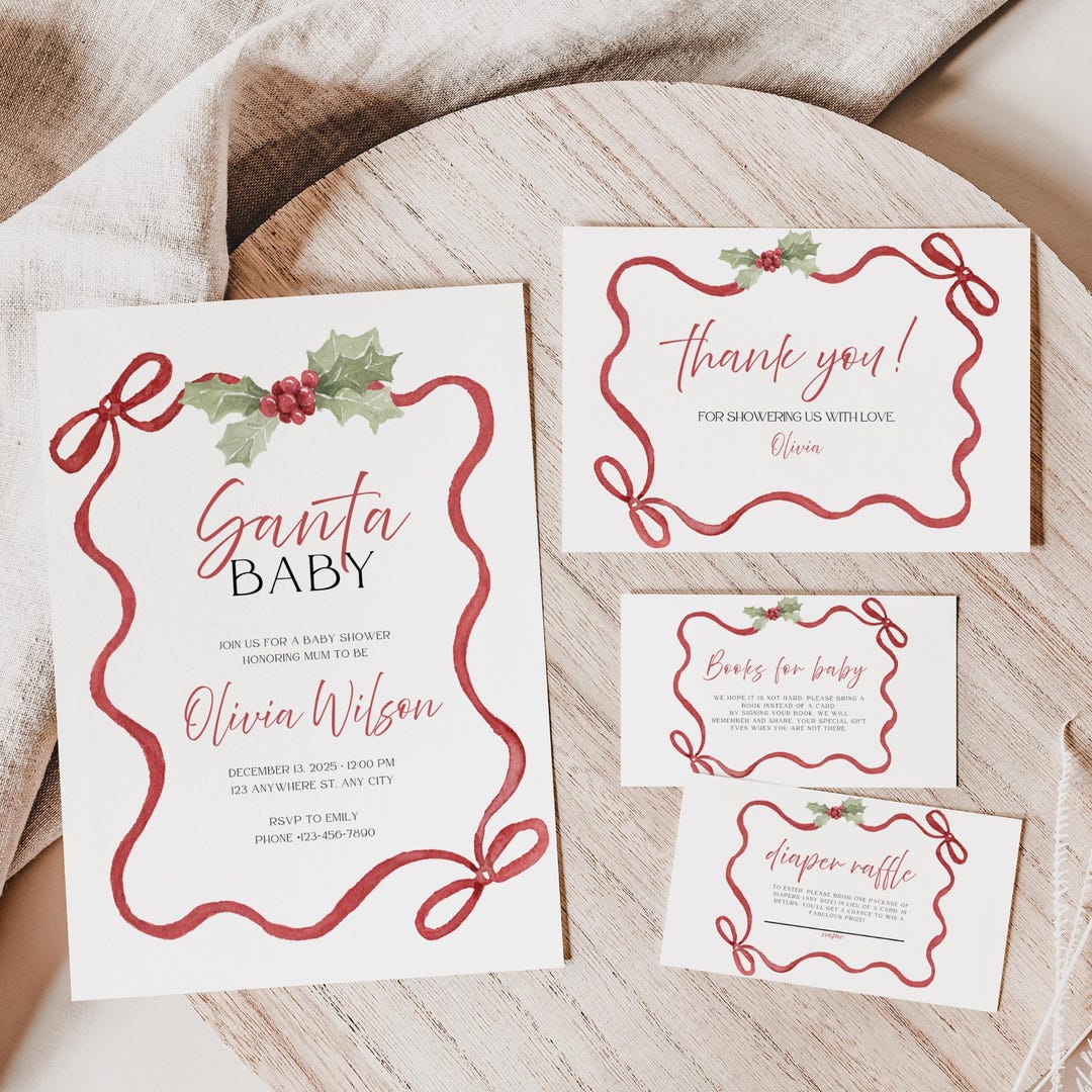 Santa Baby Shower Invitation Set,editable Christmas Baby Shower ...