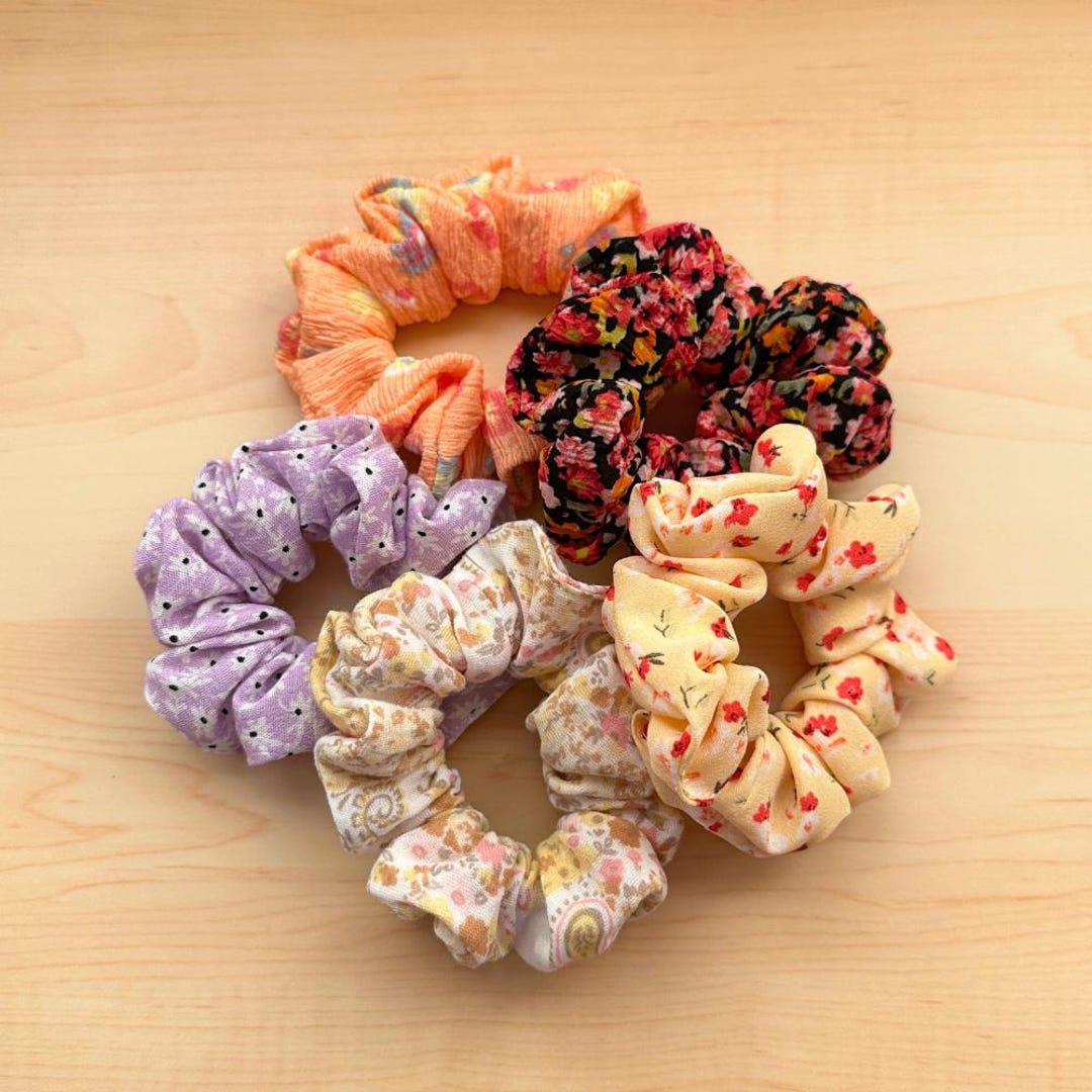 Handmade Floral Scrunchies / Hair Tie / Multiple Options - Etsy Australia