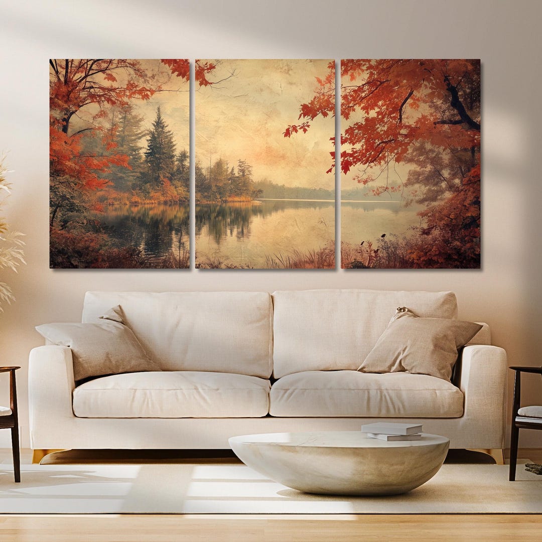 Canvas Wall Art Set Vintage Fall Scene Wall Art Canvas 3 Set Wall Decor ...