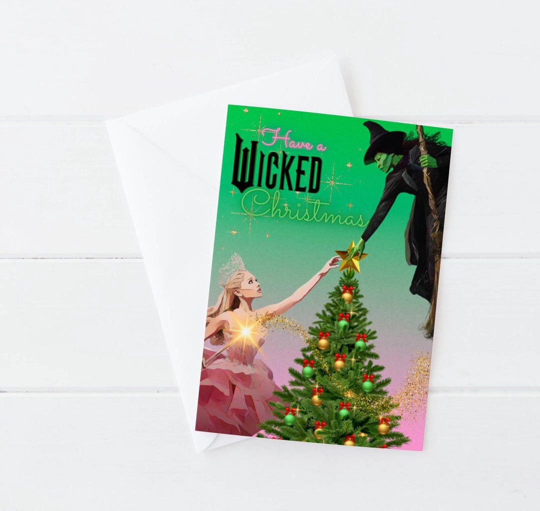 Wicked Christmas Card: Glinda & Elphaba - Handmade Xmas Card - Etsy