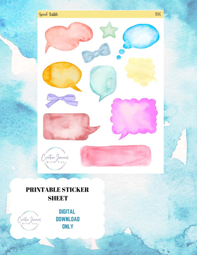Printable Bubble Speech Sticker Sheet | File Download | Bubble Speech ...