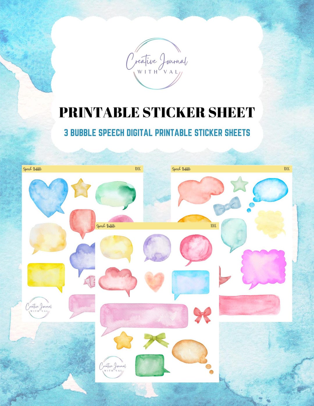 Printable Bubble Speech Sticker Sheet | File Download | Bubble Speech ...