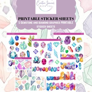 Printable Gems Sticker Sheet | File Download | Gems and Diamond Sticker ...