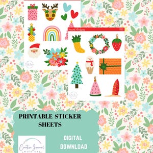 Printable Christmas Sticker Sheet | File Download | Christmas Sticker ...