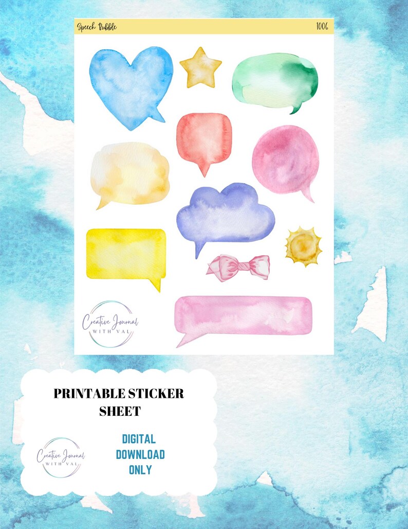 Printable Bubble Speech Sticker Sheet | File Download | Bubble Speech ...