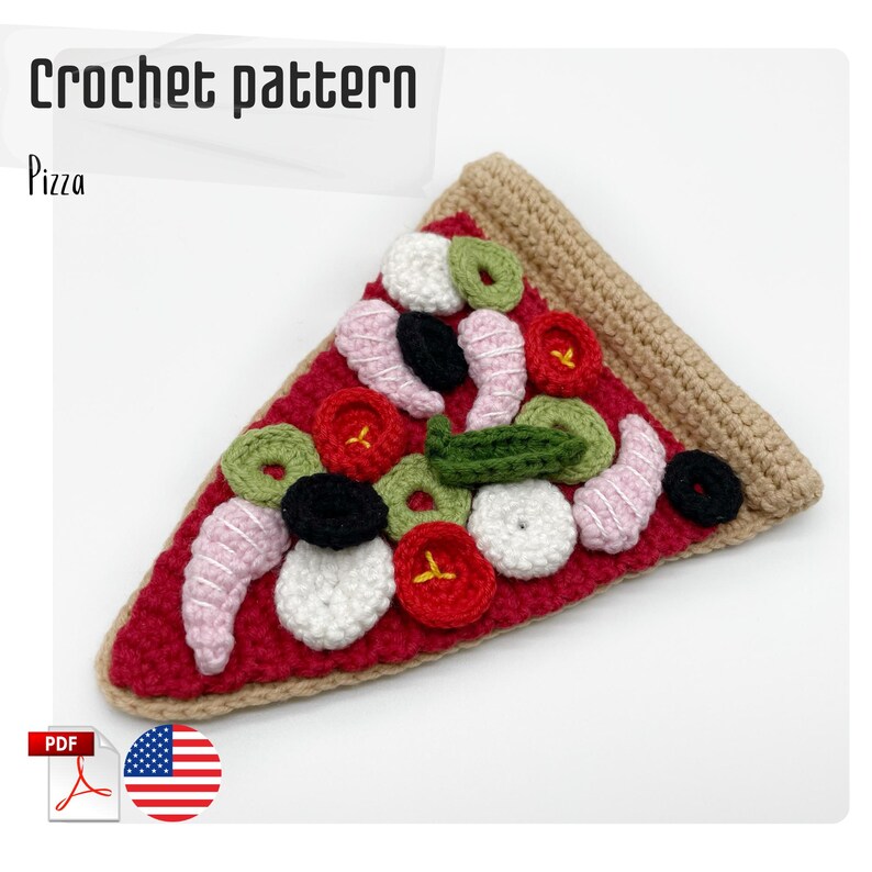 Pizza Crochet Pattern. Amigurumi Pizza Crochet Pattern. Food Crochet ...