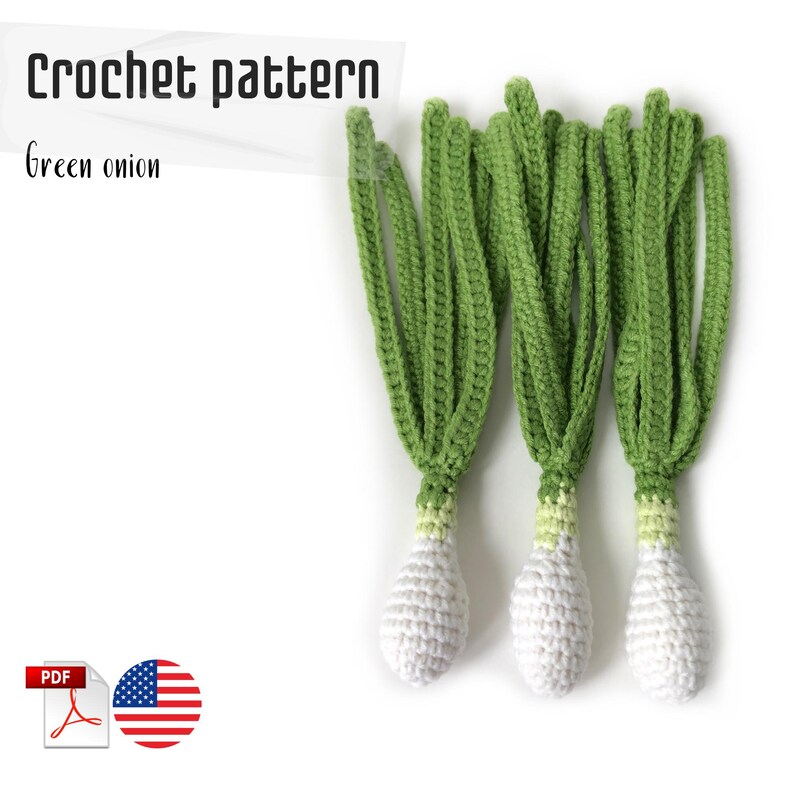 Green Onion Crochet Pattern. Vegetables Crochet Pattern. Amigurumi Food ...