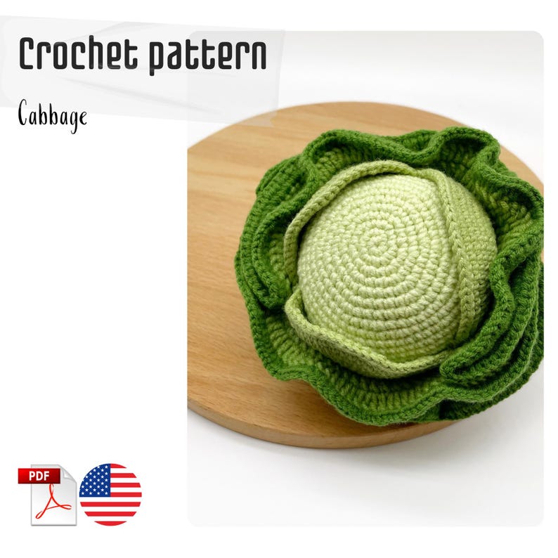 Cabbage Crochet Pattern. Vegetables Crochet Pattern. Amigurumi Food ...