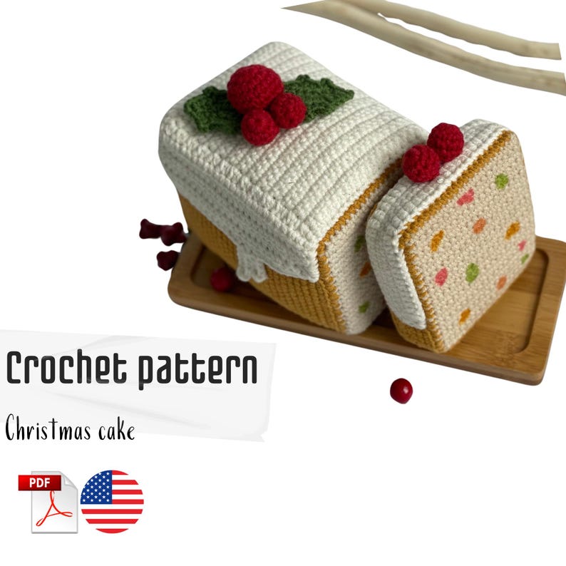 CHRISTMAS CAKE Crochet Pattern. Amigurumi Food Pattern. Crochet ...