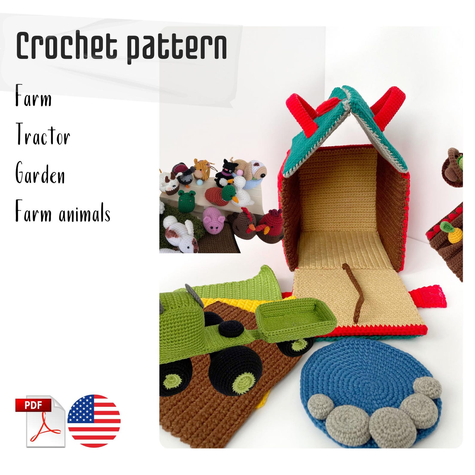 Farm Crochet Pattern. Crochet Farm Animals Pattern. Amigurumi Animals ...
