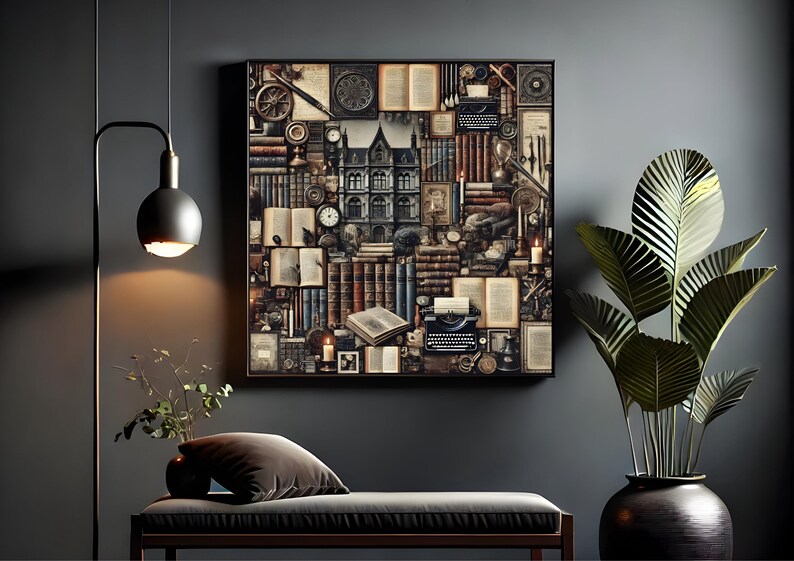 Collage Art Print Dark Academia | Square Ratio Art for Dorm Room Decor ...
