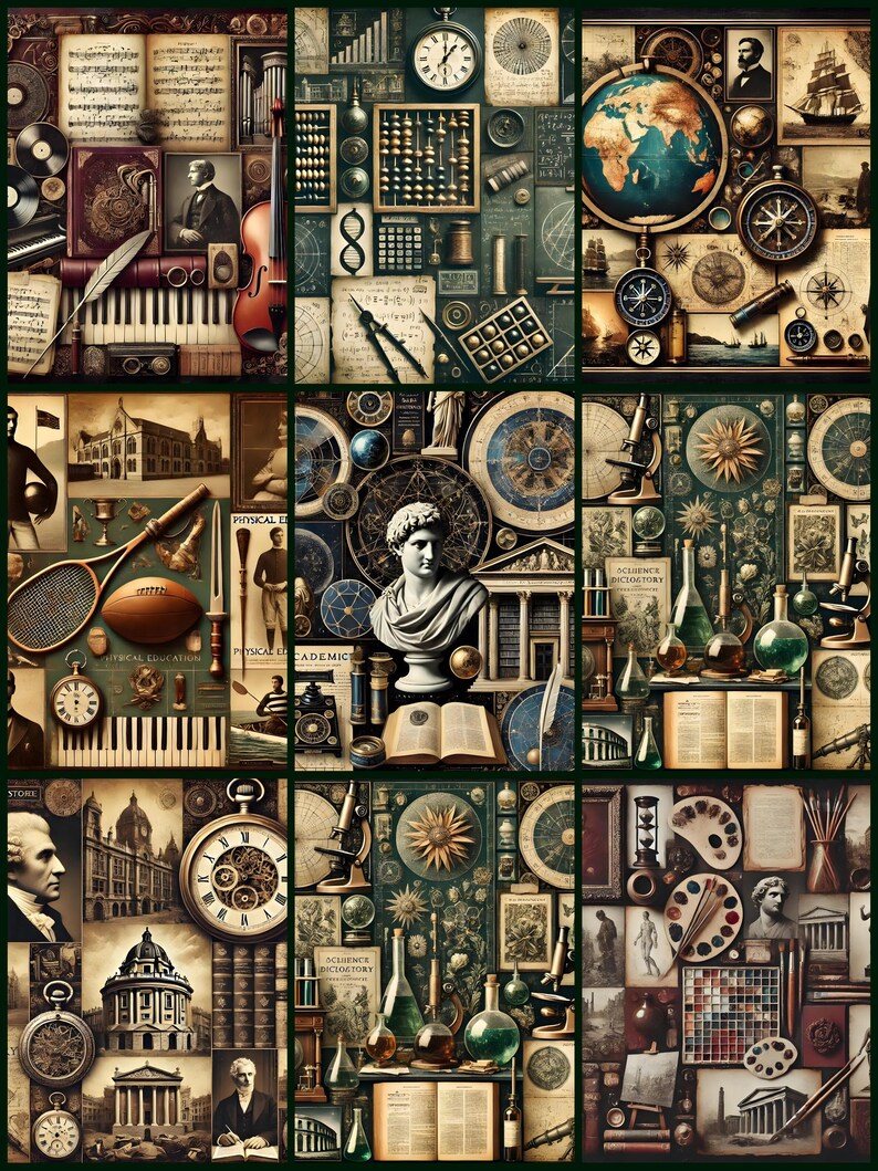 Collage Art Print Dark Academia | Square Ratio Art for Dorm Room Decor ...
