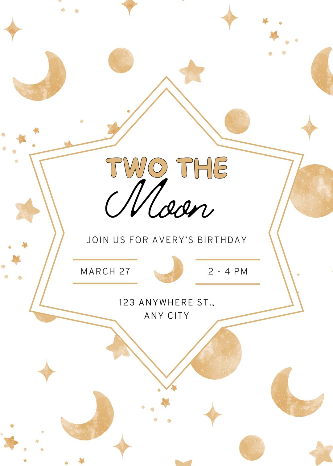 Editable Moon/stars Birthday Invitation - Etsy