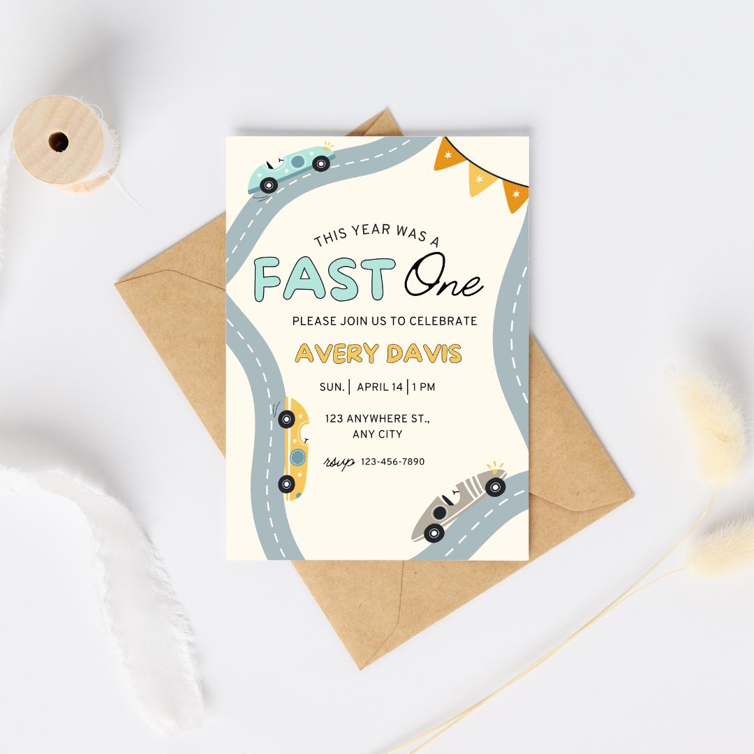 Editable Race Car Party Invitation - Etsy