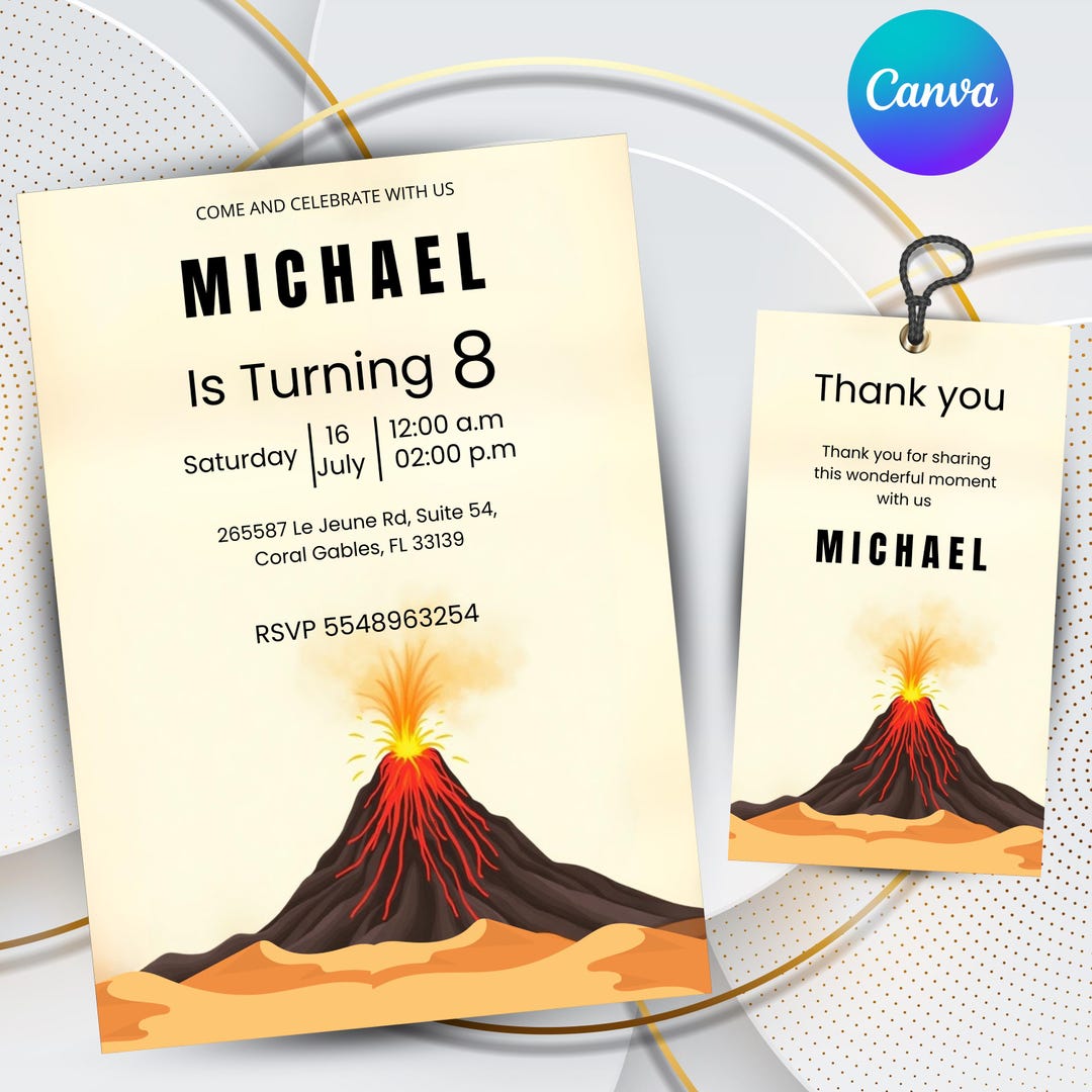 Volcano Birthday Party, Printable Volcano Template, Volcano Birthday ...