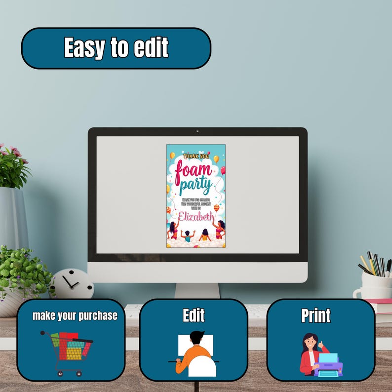 Foam Party Invitation Template, Customizable Bubble Birthday (digital ...