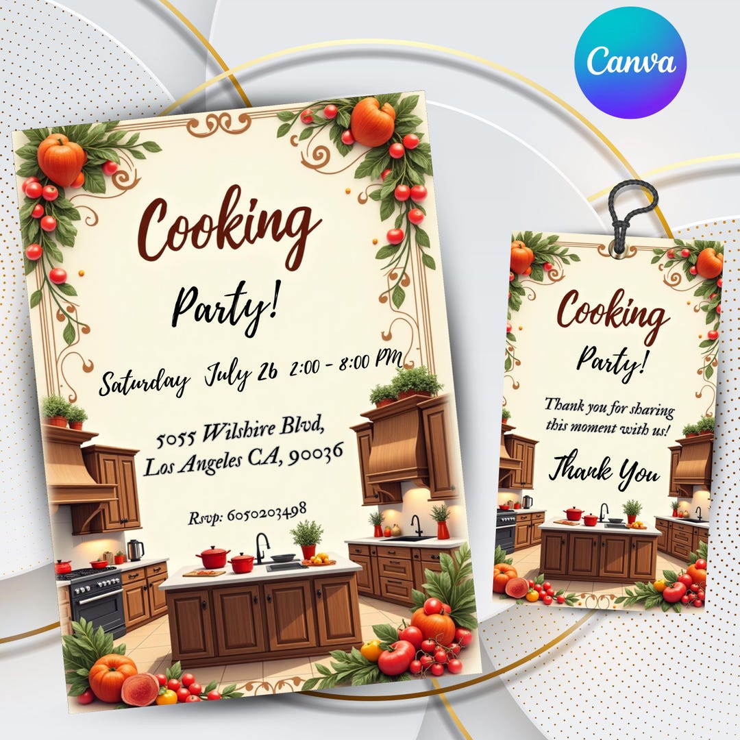 Cooking Party Invitation, Kitchen Theme, Editable Template (digital ...
