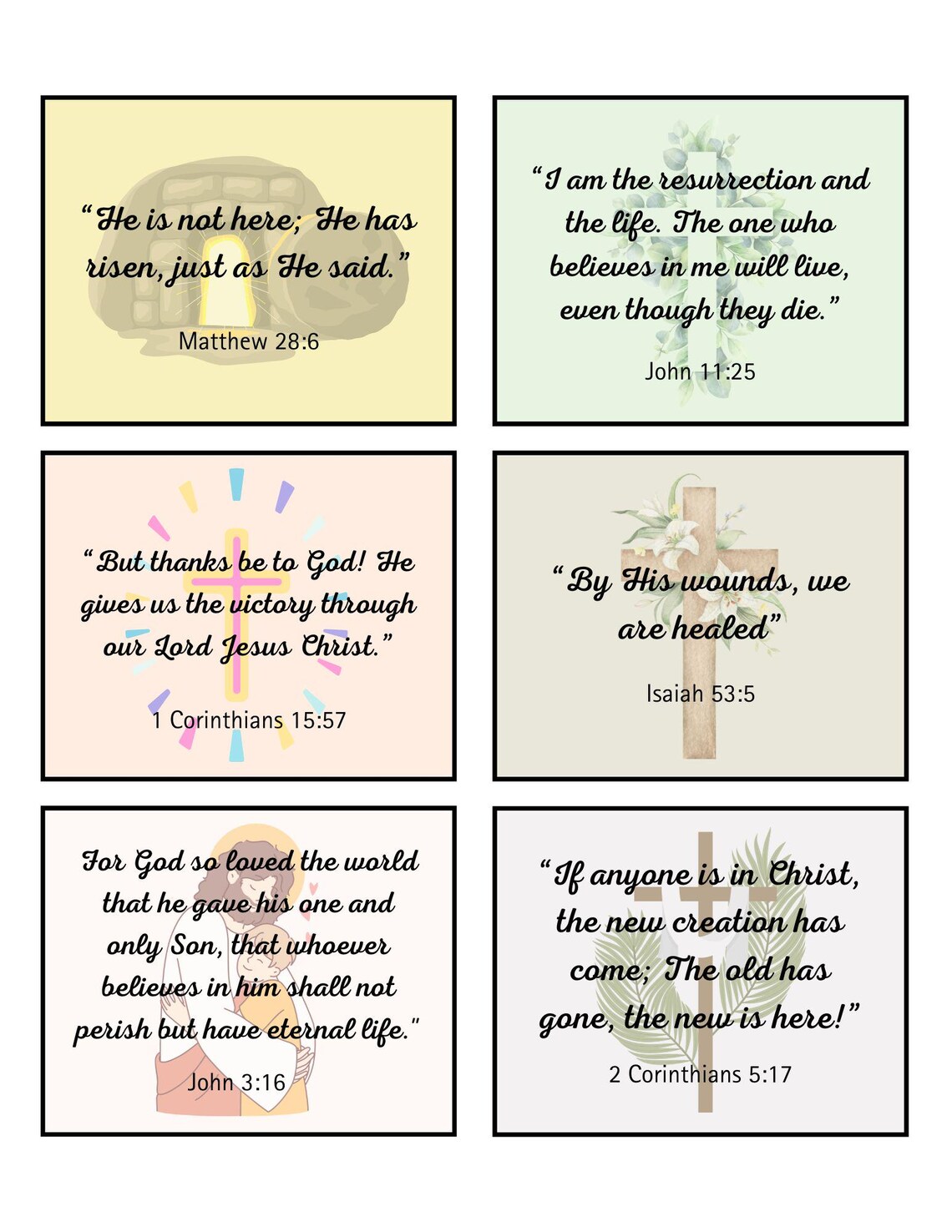 Easter Bible Verse Cards Printable, Scripture Cards for Easter Basket ...