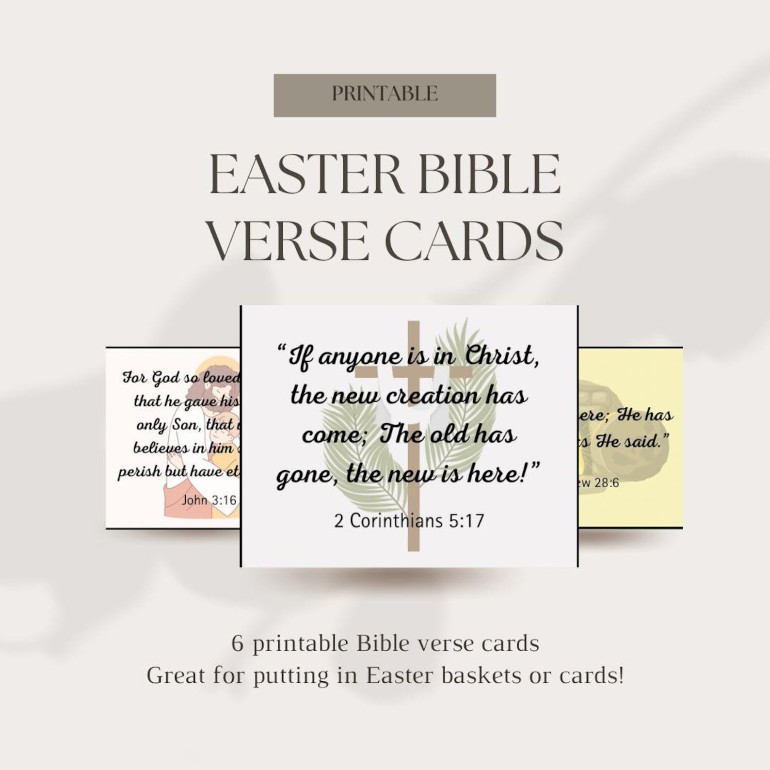 Easter Bible Verse Cards Printable, Scripture Cards for Easter Basket ...