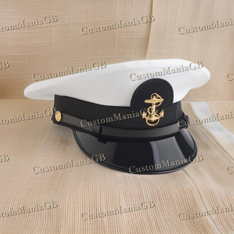 White Captain Ship Yacht Admiral Commander Skipper Hat, Gift for Boat ...
