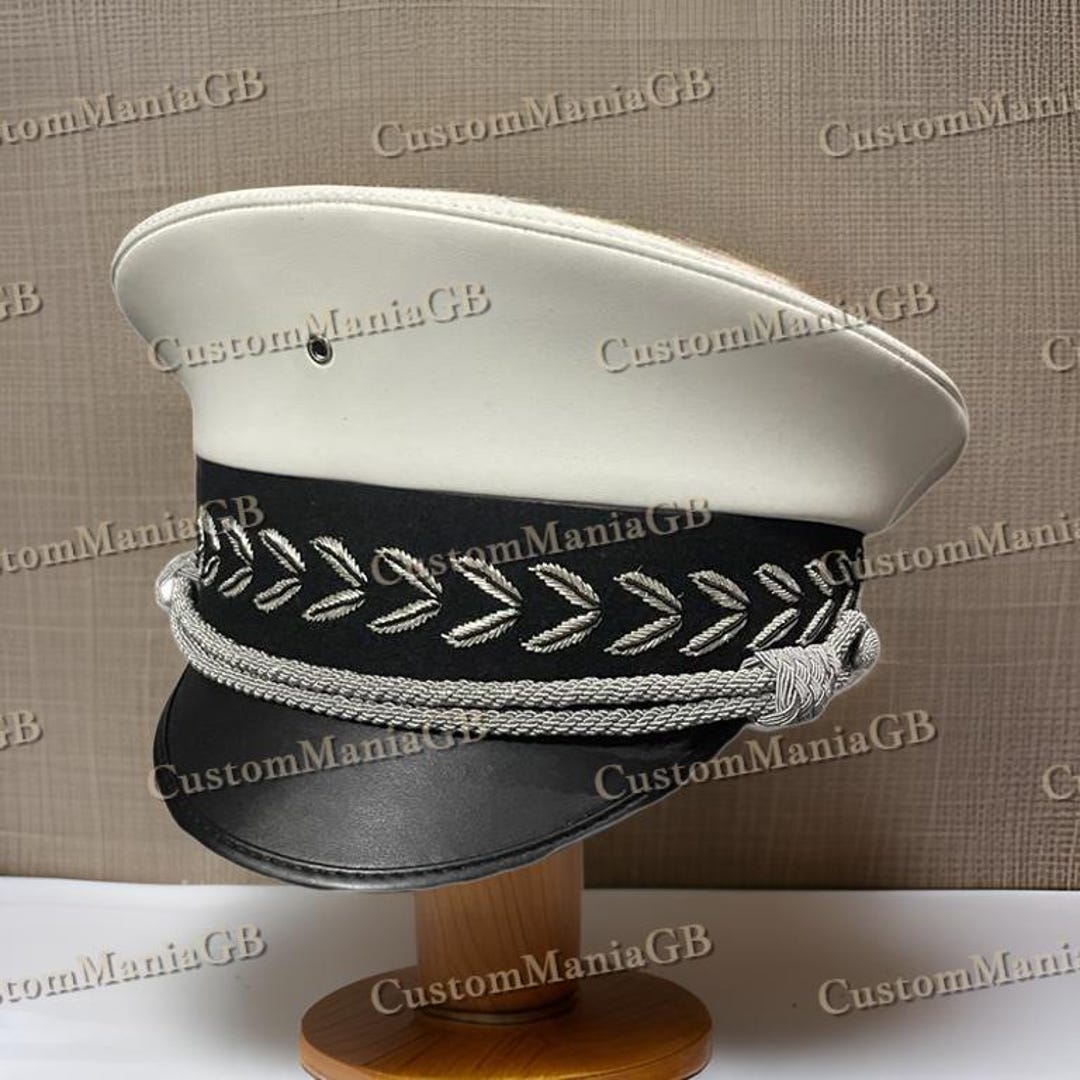 White Peaked Visor Cosplay Commission Officer Hat, Cap - Etsy