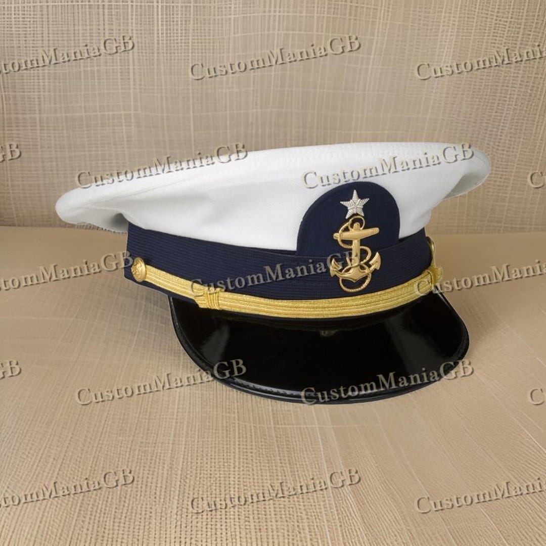 White Captain Ship Yacht Admiral Commander Skipper Hat, Gift for Boat ...
