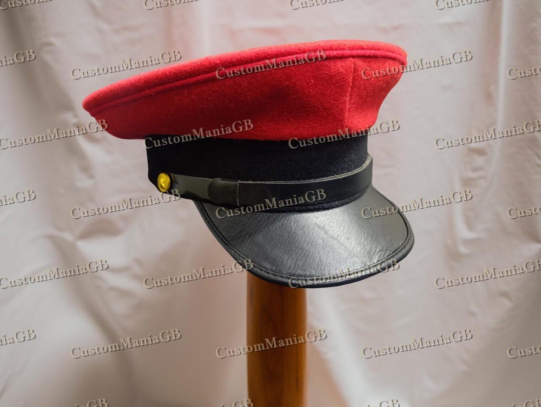Red and Black Peak Visor Officer Cap, Festival Uniform Hat Army-style ...