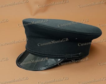 Vintage Railroad Conductor Hat Black Ship Captain Cap 1950s 60s 30s 40s ...