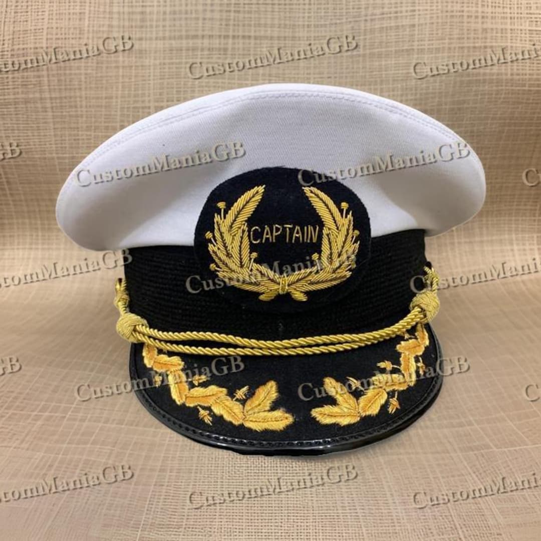 White Captain Ship Yacht Admiral Commander Skipper Hat, Gift for Boat ...