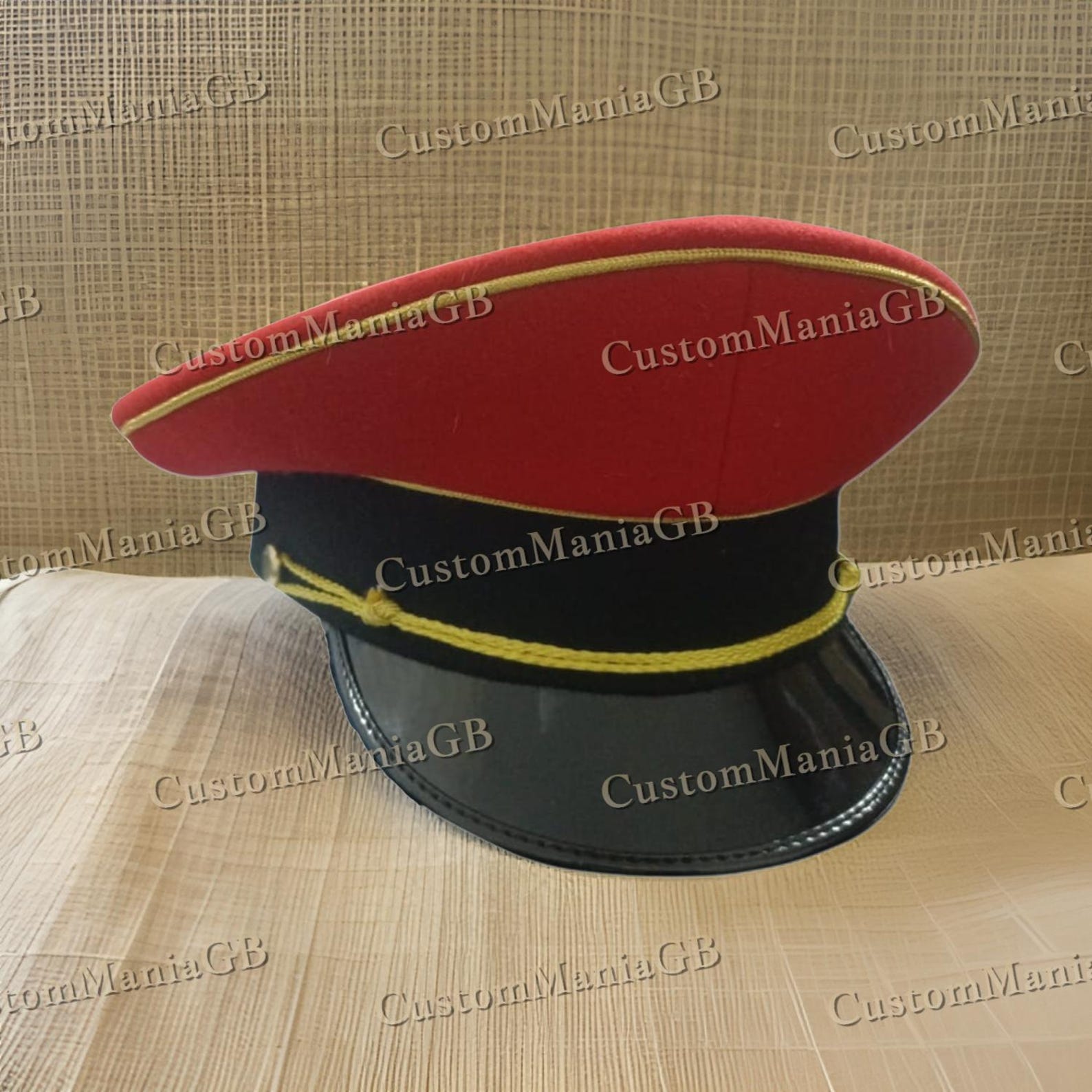 Red and Black Peak Visor Officer Cap, Festival Uniform Hat Army-style ...