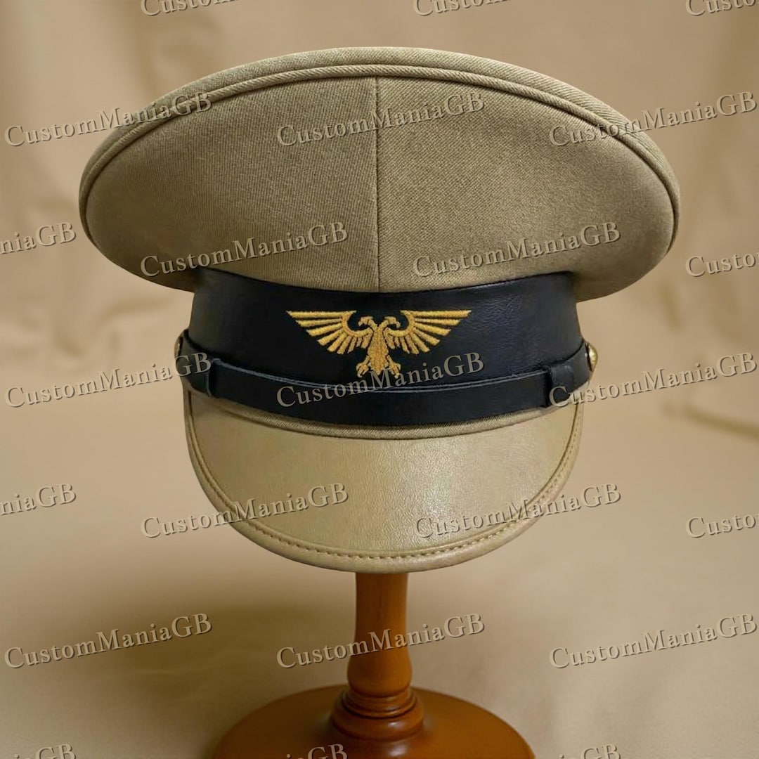 Khaki Cadian Peaked Visor Cosplay Commission Officer Commissar Hat, Cap ...