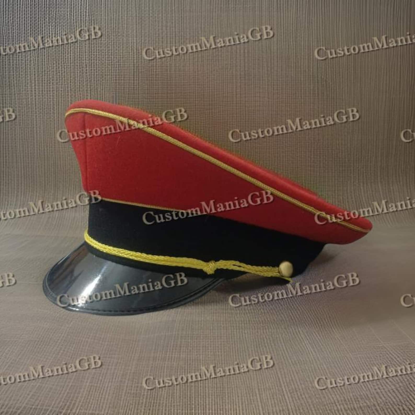 Red and Black Peak Visor Officer Cap, Festival Uniform Hat Army-style ...
