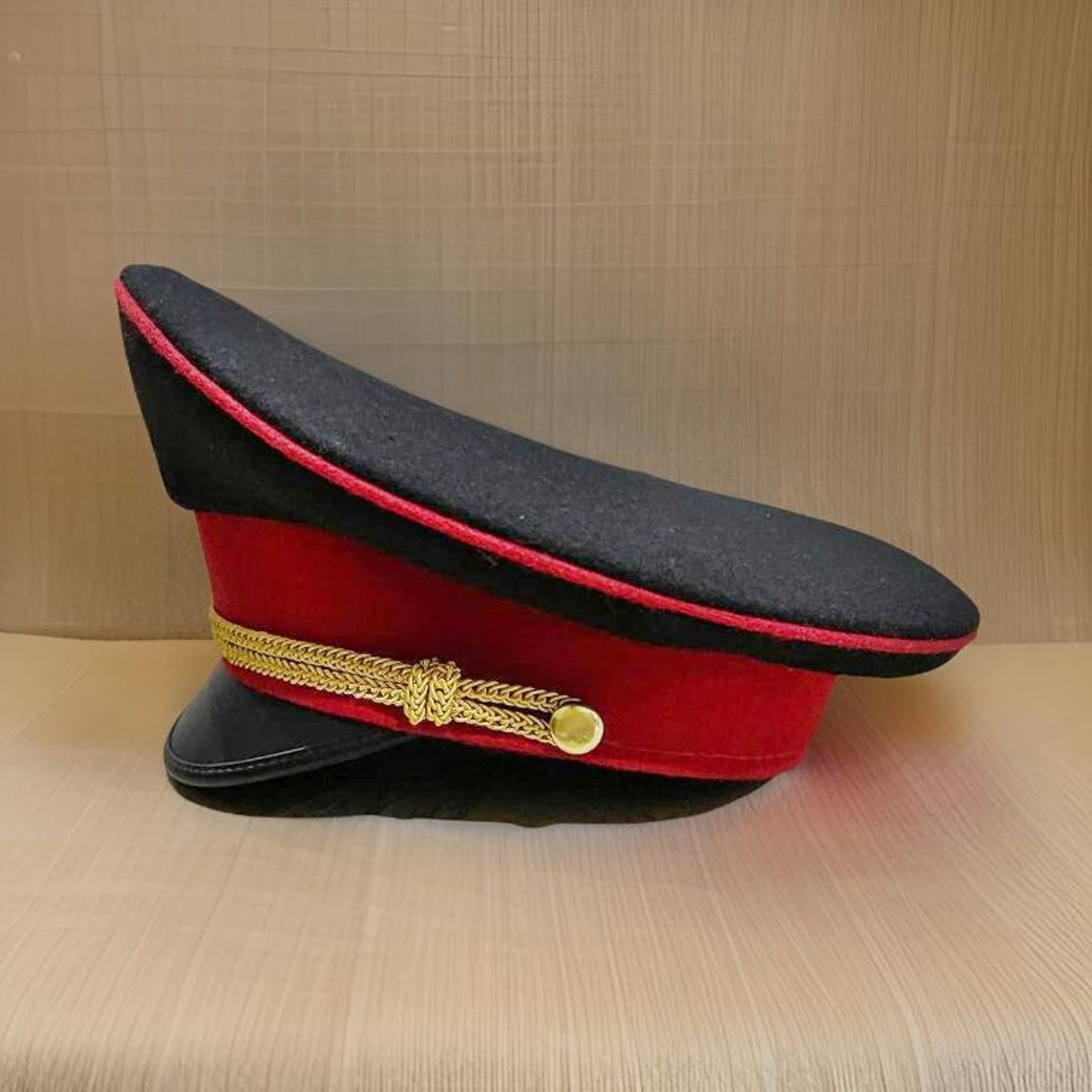 Red and Black Peaked Visor Cosplay Commission Officer Hat, Cap - Etsy