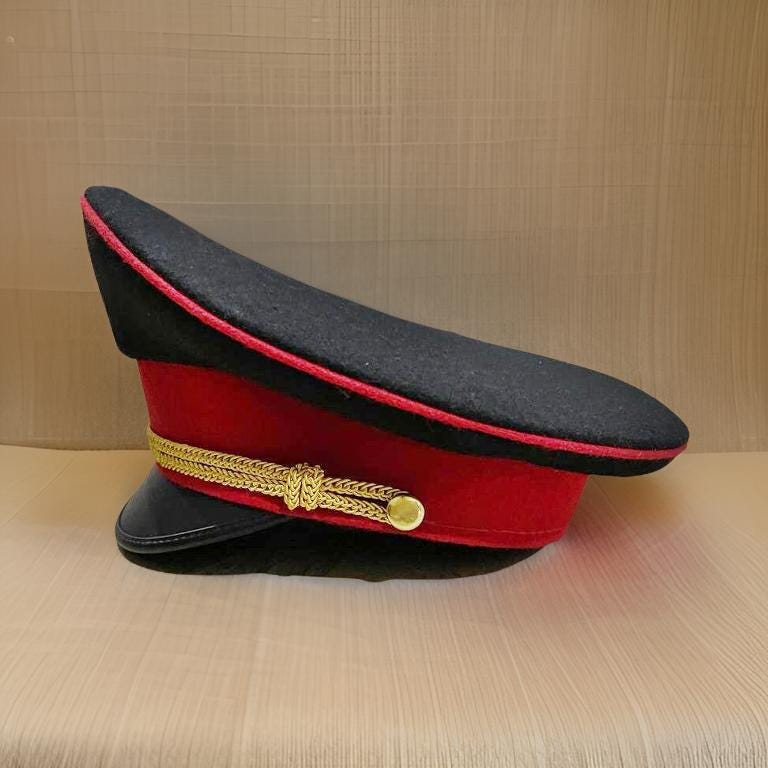 Red and Black Peaked Visor Cosplay Commission Officer Hat, Cap - Etsy