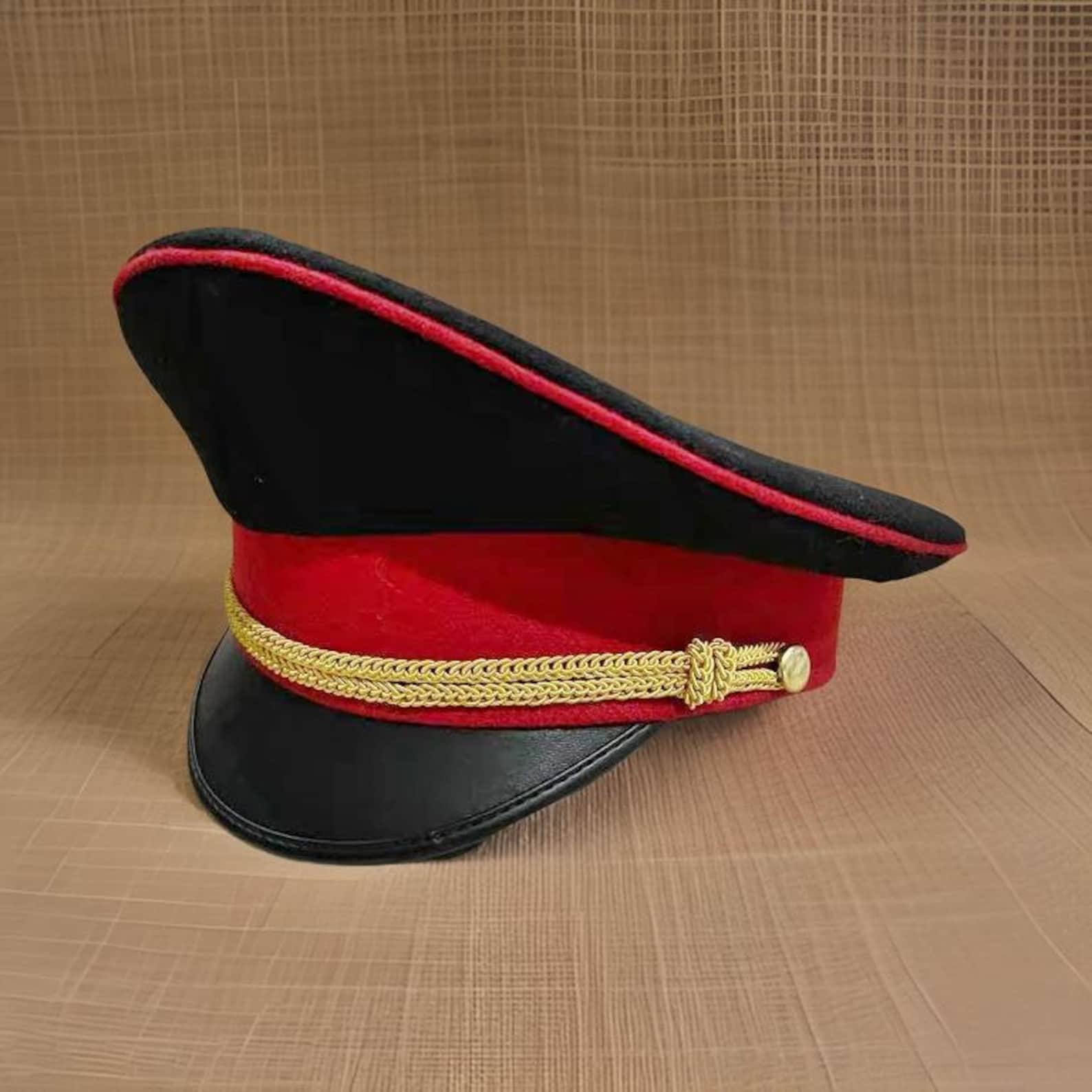 Red and Black Peaked Visor Cosplay Commission Officer Hat, Cap - Etsy