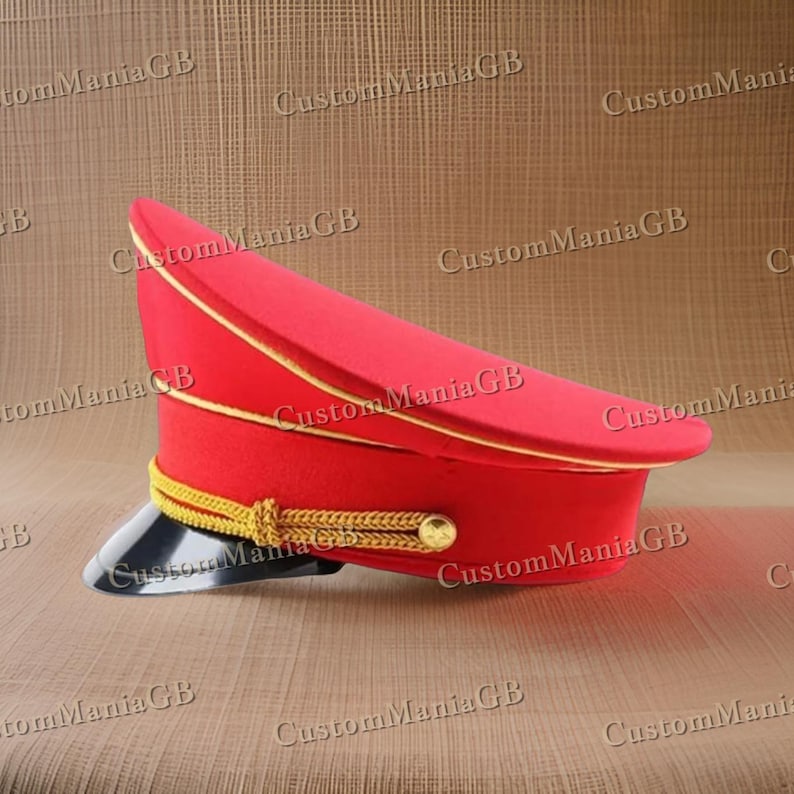 Red Peaked Visor Cosplay Commission Officer Hat, Cap - Etsy Australia