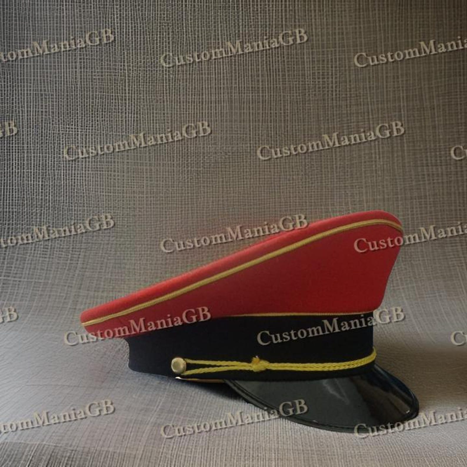 Red and Black Peak Visor Officer Cap, Festival Uniform Hat Army-style ...