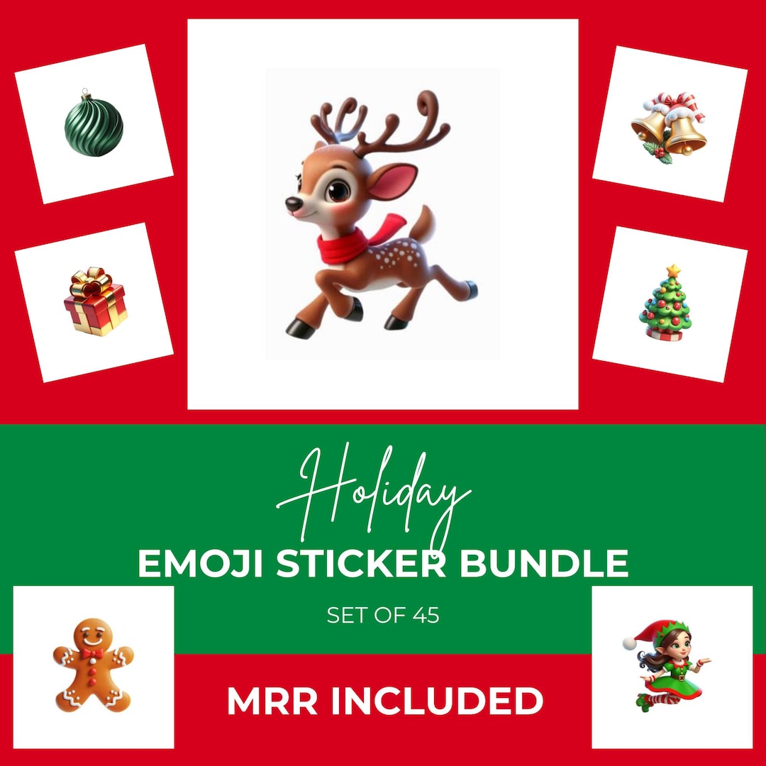 Holiday Emoji Sticker Bundle, Set 45 Mesmerizing Ios18 Emoji Stickers ...