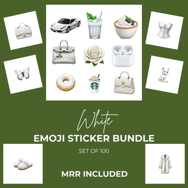 Elegant White Emoji Sticker Collection, 100 Premium Digital Ios18 Emoji ...